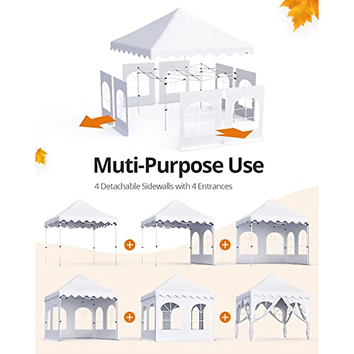 Quictent Ez up 10'x10' Pop up Canopy Tent with Sidewalls Commercial Party Wedding Event Gazebo Tent Waterproof, Full Truss Structure, 4 Sidewalls with 4 Entrances & Large Clear Church Windows (White)