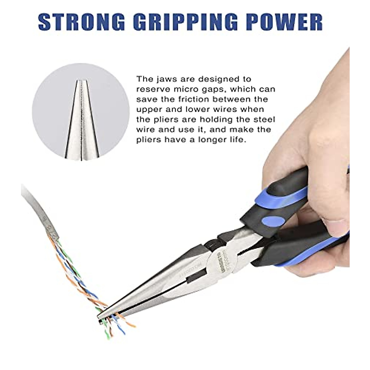 URASISTO 6-Inch Long Needle-Nose Side Cutting Pliers with Heavy Duty Nickel Chromium Steel Construction