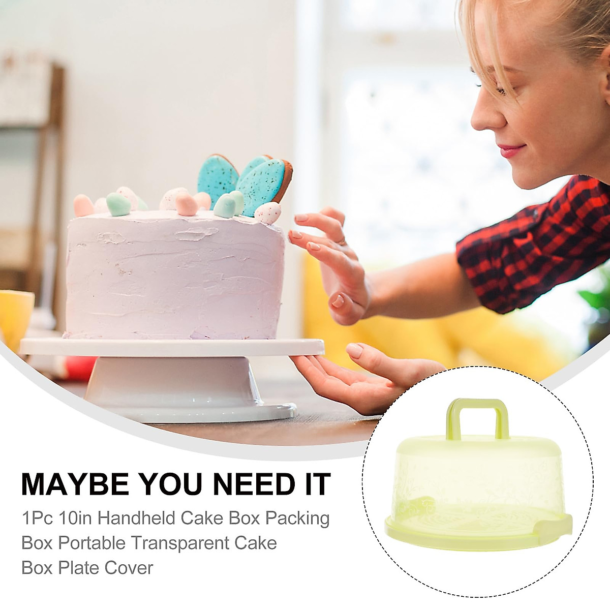 Locking Dessert Carrier Cake Storage Carrier Cake Carrier Clear Plastic Cake Container Cake Box Serving Tray with Handle and Dome Lids Green Locking Dessert Carrier Pie Carrier