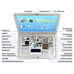 Crowpi2 Laptop for Raspberry Pi, Compatible with Raspberry Pi 4 Programming Learning Kit for Kids Adult - Basic Kit, RPI Not Included