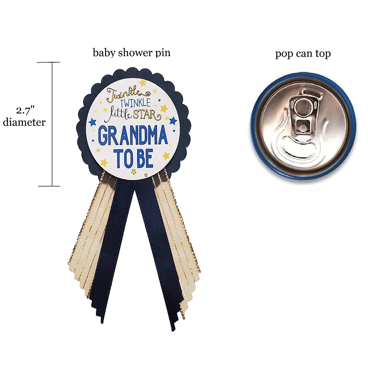 Grandma to Be Pin Twinkle Little Star Baby Shower Pin for Nona to wear, Navy & Gold, It's a Girl, It's a Boy Baby Sprinkle