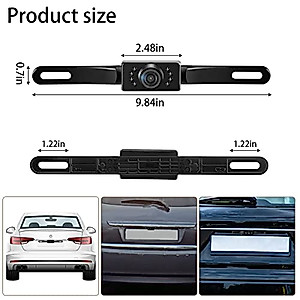 BESULEN Car License Plate Reverse Backup Camera, 8 LED Waterproof Back Up Camera, 720P Clear Night Vision Car Rear View Camera, Car Accessories Universal Reverse Rearview Cam for Vehicle SUV Pickup