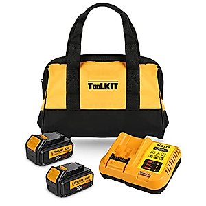 2Pack 6000mAh Replacement for Dewalt 20v Battery with a Charger (Include One Toolkit)