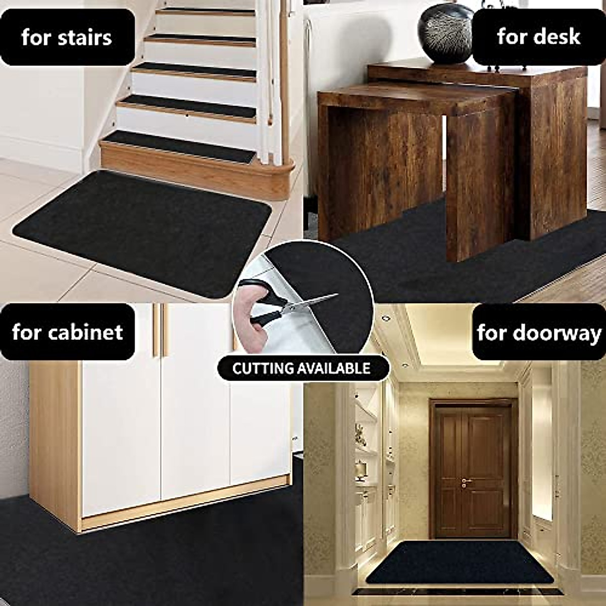 Jakarl Office Rolling Chair Mat for Hardwood Tile Floor, Computer Gaming Under Desk Low-Pile Rug, Large Anti-Slip Floor Protector Mat for Home Work (Black, 36" X 55")