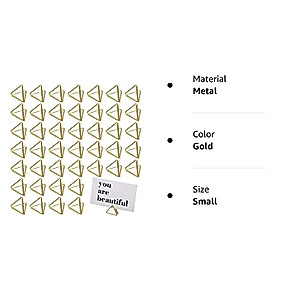 100 Pcs Place Card Holder Triangle Shape Table Number Holder Wedding Table Card Holders Mini Name Card Holder Place Setting Holder Picture Clips Stand for Centerpiece Anniversary Party(Gold)