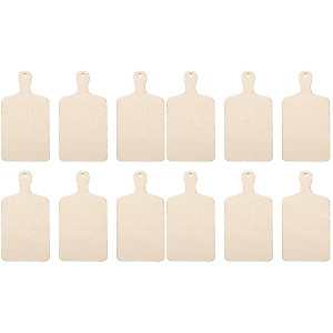Operitacx 12 Pcs Mini Wooden Cutting Boards Craft with Handle Wooden Chopping Board Small Serving Board Rustic Paddle Kitchen Board for Home Kitchen Decor Cutting Board (4.7x2.3 inch)