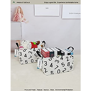 ONOEV 2 Pack Rectangular Fabric storage box,decorative basket and finishing basket with handle are used for the storage of clothes,books and sundries(2 Pack Black number)