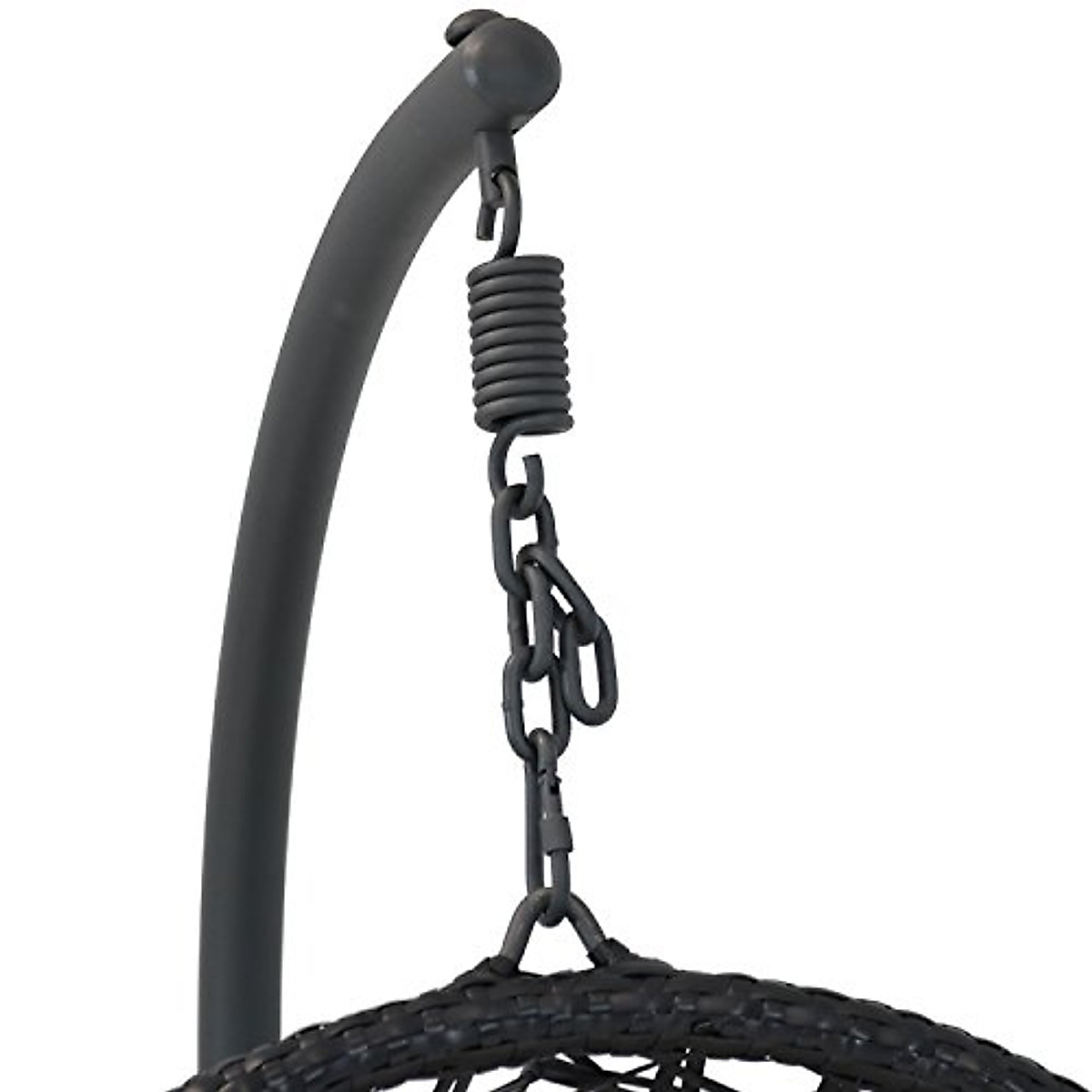 Sunnydaze Cordelia Hanging Egg Chair with Steel Stand Set - Resin Wicker - Outdoor Large Basket Design Patio Lounge Chair - Includes Beige Cushion and Headrest