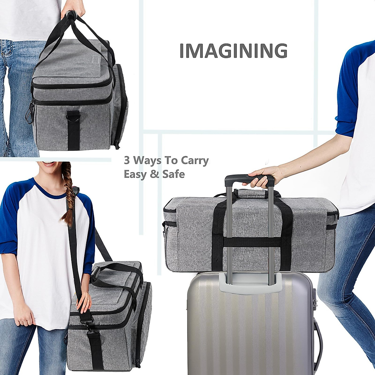 Carrying Case for Cricut Maker, Double-Layer Cricut Bag for Cricut Machine with Cover and Cutting Mat Pocket Compatible with Cricut Explore Air, Air 2, Maker, Maker 3, Organization and Storage Bags, Cricut Accessories