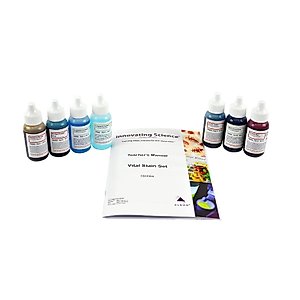 AmScope SK-6 Microscope Stains Vital Stain Kit - 7 Bottle Set, 6 Different Stains for Microscope Slides, Used on Living Cells Without Killing Them