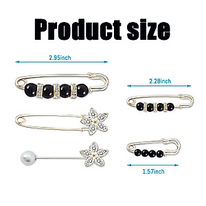 5 Pcs Pearl Brooch Pins for Women Fashion, Brooch Pins for Crafts, Sweater Shawl Clip Double Gold Brooch Pins for Women，Waist Pants Extender Safety Pins (Mixed Color)