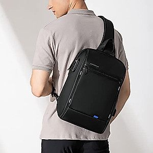 Kingsons Laptop Sling Backpack Anti Theft Bag - Hiking Daypack 13 Inch Waterproof Nylon Travel Bags for Men, Single Shoulder Camping Dayback with USB Charging Port TSA Lock for Traveling