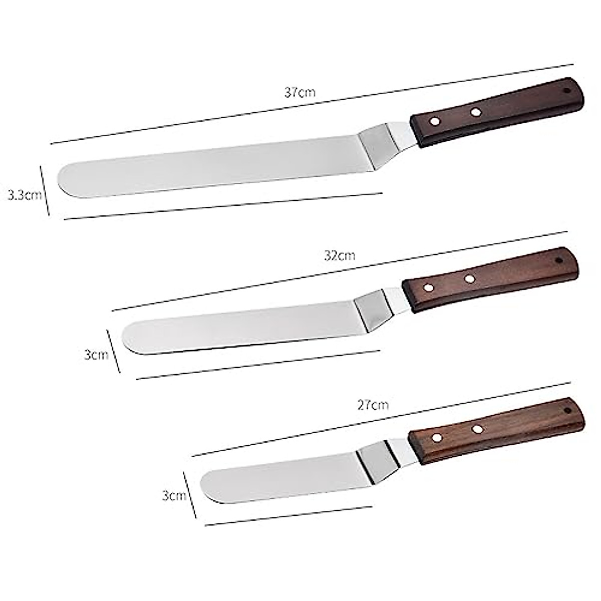 Offset Icing Spatula, Cake Angled Spatula Set with 6, 8, 10 Inch Blades, Cake Decorating Frosting Spatulas with Stainless Steel Handle (6,8,10 J79)