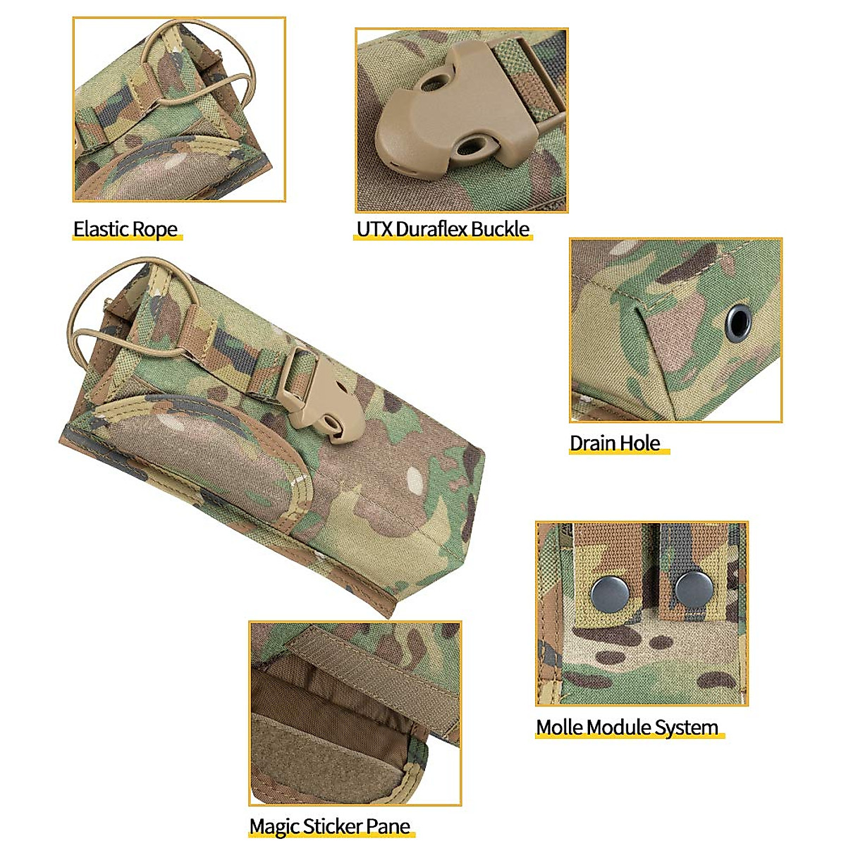 EXCELLENT ELITE SPANKER Tactical Universal Radio Holster Pouch Holder Case Bag Molle Adjustable Military Walkie Talkie Holder(Multicam)