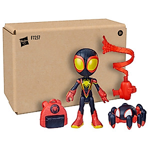 Spidey and His Amazing Friends Web-Spinners Miles Morales Spider-Man 4-Inch Figure with Accessories, Web-Spinning Accessory, Marvel Toys for Kids, Small