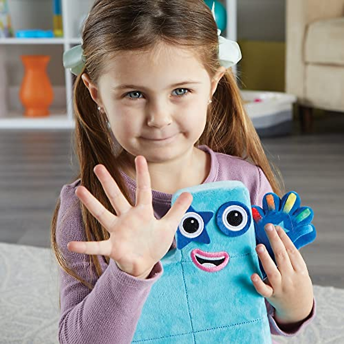 hand2mind Sing-Along Numberblock Five, Plush Singing Toys, Music Playing Stuffed Animals, Musical and Light Up Toys, Plush Interactive Toy Figures, Cartoon Plush Toys, Imaginative Play Toys