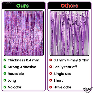 KatchOn, Iridescent Purple Fringe Curtain - 8x3.25 Feet, Pack of 2 | Purple Streamers for Mermaid Birthday Decorations | Purple Party Decorations | Valentine Decorations, Purple Birthday Decorations