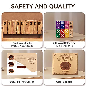 WOOD CITY Shut The Box Game Wooden for 6 Players, Close The Box Math Game for Kids Adults with 16 Dice, 6 Way Tabletop Quick Board Game for Family Friends 3+ Years Old in Classroom, Party or Pub