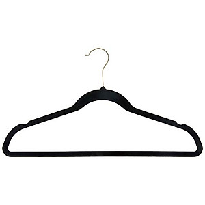 Inspired Living by Mesa Inspired Living Non-Slip Heavy Duty (35 Pack) Better Quality Holds Up to 22 Lbs-Each is 2.8 Oz / .20" Thick in Black/Gold HANGERS -VELVET- (80 Gm), (