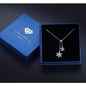 Snowflake Necklace Sterling Silver Frozen Double Snowflake with Shiny Cubic Zirconia Pendant Winter Jewerly Elegant Snow Gift for Women Girlfriend Sweater Christmas Thanksgiving Daily (18)
