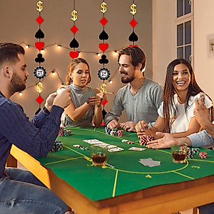 Chinco 12 Pcs 78.7 Feet Casino Party Decorations Casino Foil Hanging Las Vegas Party Decoration Red Black Poker Party Ceiling for Las Vegas Night Baby Shower Birthday Party Supplies Decor