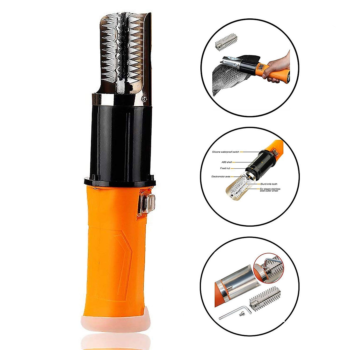 Electric Fish Scaler Remover, Amayia Upgrade Powerful Electric Fish Scaler Skin Deslagger Scaler Rechargeable Waterproof Fish Scaler Automatic Electric Fish Skin Clean Brush (with One Extra Head)