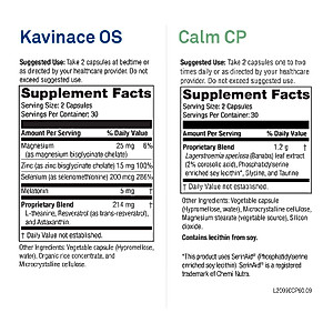 NeuroScience Sleep + Calm Support Set - Kavinace OS + Calm CP - Quick Sleep Support Kavinace with Melatonin, L-Theanine + Botanicals, Calm CP Cortisol & Adrenal Support (2 Products)