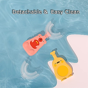 Gycoo Kids U- Shaped Toothbrush Rounded Children U Shape Toothbrush Oral Cleaning Tools for Children Teeth Cleaning Tools 360° Oral Toothbrush for Kids (6-12 Age（D）)