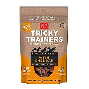 Cloud Star Tricky Trainers Soft & Chewy Dog Training Treats 5 oz Pouch, Cheddar Flavor, Low Calorie Behavior Aid with 130 treats