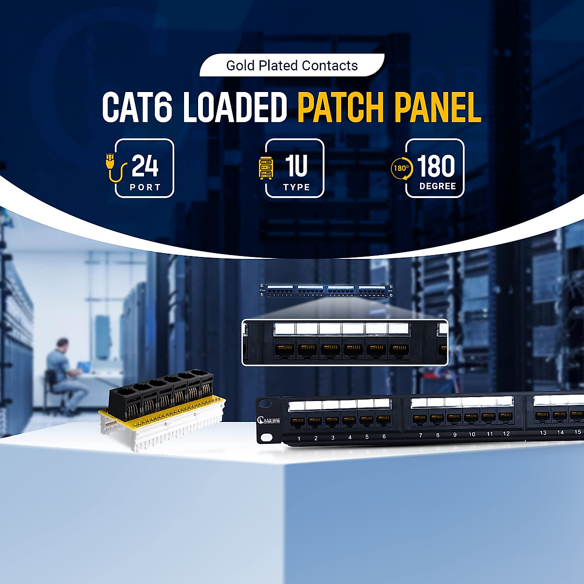 NewYork Cables® Cat6 24 Port Patch Panel – 19 Inch, 1U Patch Panel for Easy Rack Mount or Wall Mount, Clear Labeling & Exceptional Durability – Cat6 Patch Panel Compatible with Cat5e & Cat6 Cables