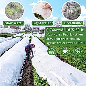 WYRJXYB Plant Covers Freeze Protection kit,10 x 30 Ft Frost Cloth & 6PCs Garden Hoops & 12 Clips, Frost Blanket, Greenhouse Hoops, Floating Row Cover kit for Plants Vegetables Winter Frost Protection