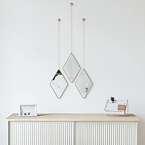 Umbra Dima Mirrors, Trio of Decorative Mirrors for Wall Decor, Apartment Décor/Wall Art, Copper, 28.7 x 17.7 x 1.6 cm, Diamond, Set of 3