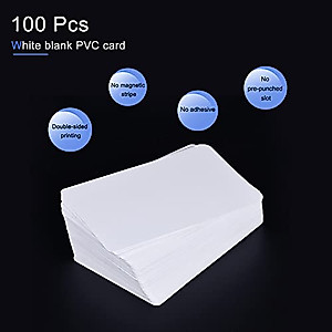 MECCANIXITY Blank PVC Cards for ID Badge Printers, Graphics Quality White Plastic CR80 10 Mil (CR8010) Pack of 100