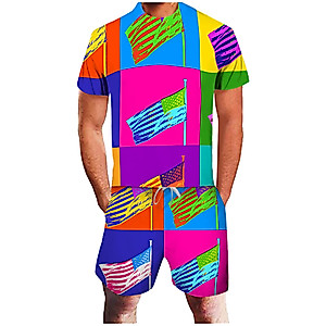 Muangan Homecoming Outfits for Teen Boys Summer 3D Suit Men's Sports Printing Independence Day Men Suits & Mens Suite Slim Fit Multicolor