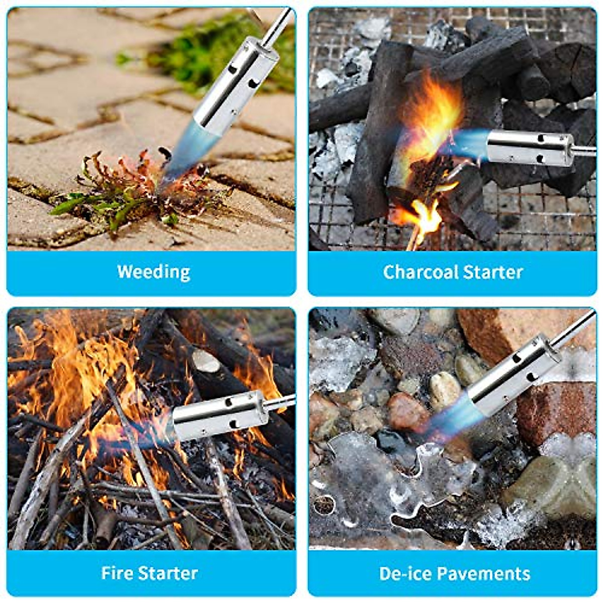 Weed Torch Propane Burner,Blow Torch ,50,000BTU,Gas Vapor, Self Igniting , with Flame Control Valve and Ergonomic Anti-slip Handle