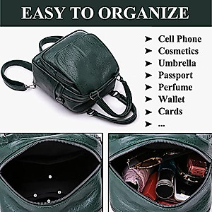 BONVEN Mini Backpack for Women,Small Backpack Purse Shoulder Bag Convertible Backpack Fashion Rucksack for Teen Girls Dark Green