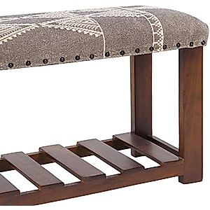 Artistic Weavers Amaia Global Bohemian Upholstered Bench, 16" H x 34" W x 12" D, Medium Grey