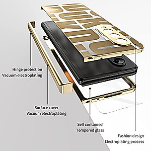 Compatible with Galaxy Z Fold 4 Case with Built-in Screen Protector | Hinge Protection | Full Body Ultra-Thin Anti-Scratches Shockproof Protective Phone Cover for Samsung Galaxy Z Fold4, Gold