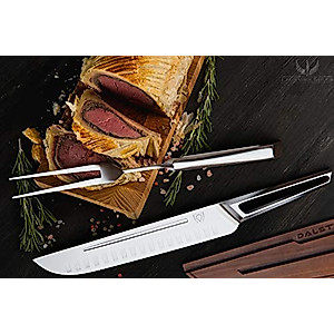 DALSTRONG Carving Knife & Fork Set - 9 inch - Crusader Series - Forged High-Carbon German Stainless Steel - w/Magnetic Sheath - Carving Set - NSF Certified