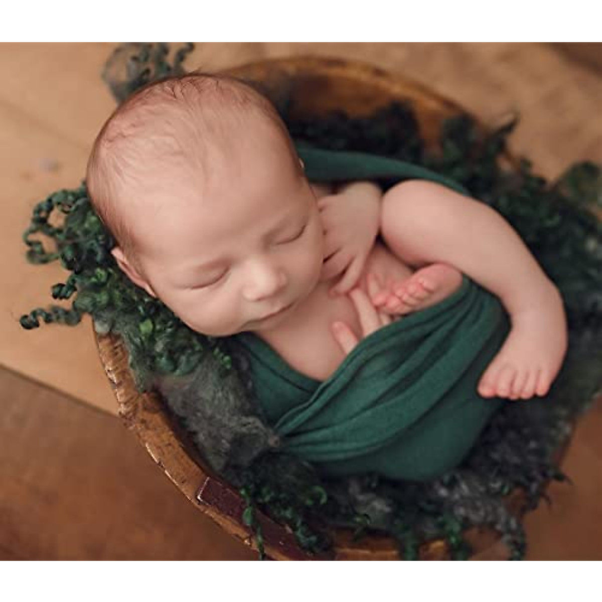 Coberllus Newborn Baby Photo Props Blanket Stretch Knitted Wrap Swaddle for Boy Girls Photography Shoot (Green)