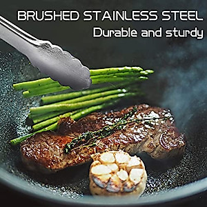 Kitchen Tongs Set of 2-16-inch & 12-Inch Metal Tongs for Cooking and Grilling, Stainless Steel Cooking Tongs with Silicone Rubber Grips Small Kitchen Tongs Large Grill Tongs Dishwasher Safe