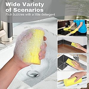 Fikoksol 4pcs Damp Dusting Sponge Yellow, Household Clean Sponges Duster for Cleaning Baseboards Blinds, Vents, Window Trunk, Scrub Magic Sponge Eraser Reusable Wet Sponges Cleaning Supplies Tool