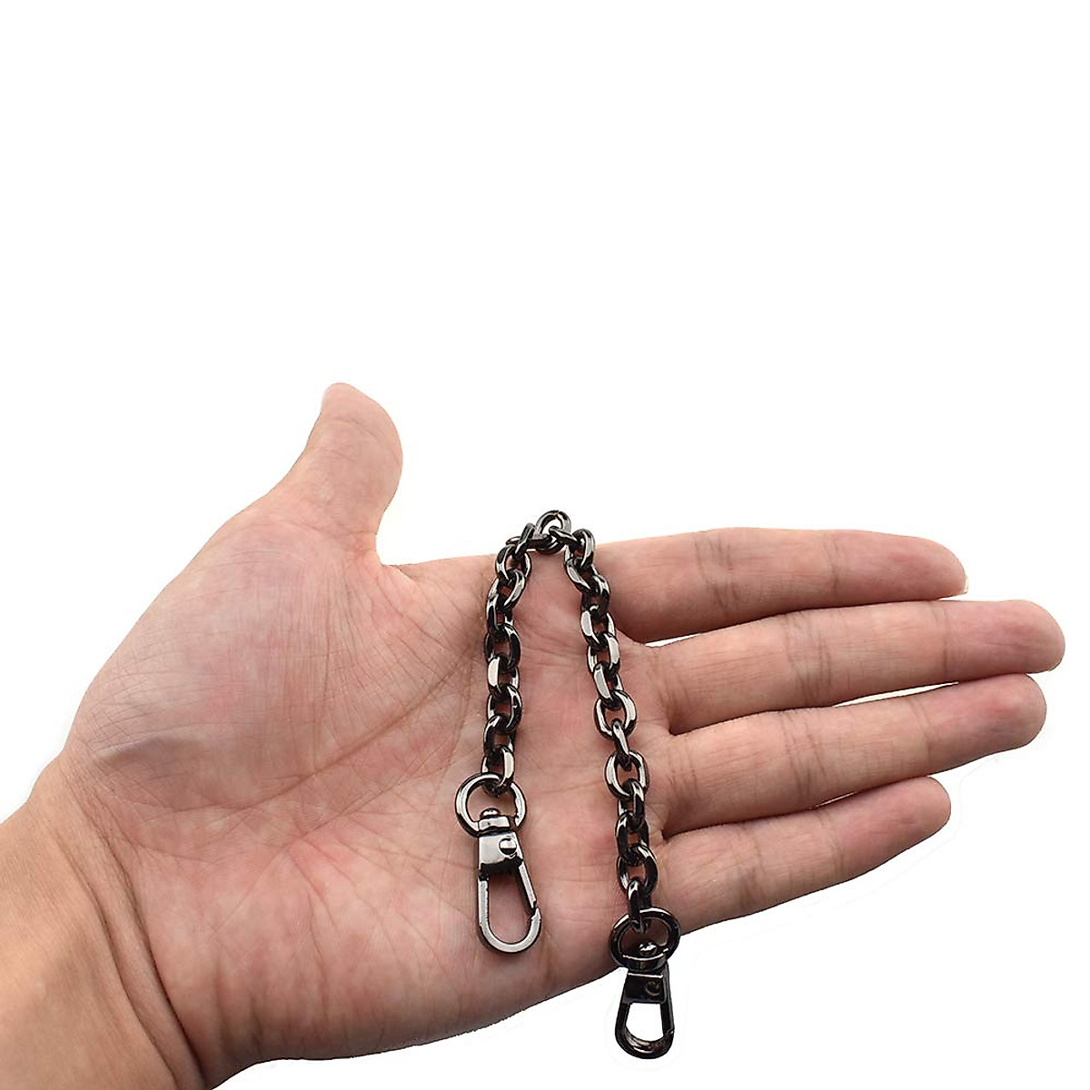 HAHIYO Mini Pochette Purse Chain Strap Thin Wide 6mm for LV Length 7.9 Inches Thick 2mm Shiny Black for Handbag Wallet Clutch Comfortable Flat Metal Strap 1 Pack