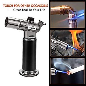Cadrim Butane Torch, Refillable Culinary Blow Torch Double Fire Cooking Torch and Small Adjustable Flame Kitchen Torch for Creme Brulee, Baking BBQ(Butane Fuel Not Included)