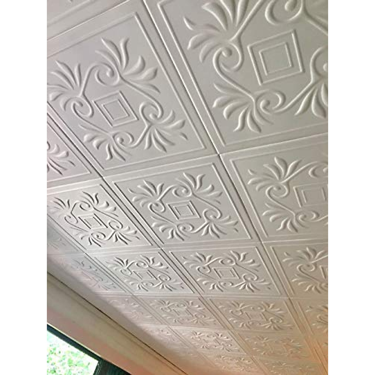 A la Maison Ceilings R159 Cockatoos Foam Glue-up Ceiling Tile (256 sq. ft./Case), Pack of 96, Plain White