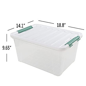 Afromy 6-Pack Large Plastic Storage Boxes, Clear Latch Bin, 35 Quart
