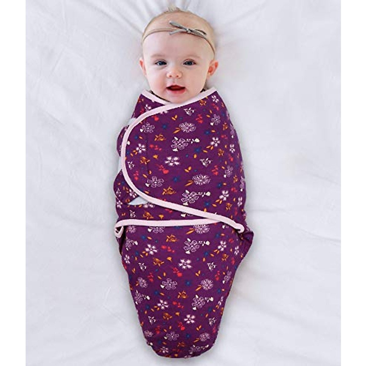 The Peanutshell Swaddle Blankets for Baby Girls, Cheetah & Ditsy Floral, 3 Pack Wrap Set, 2 Sizes (Small/Medium)