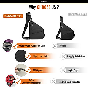 WANDER PLUS® Anti Theft Crossbody Travel Bag for Women Men, Multi-Pocket Crossbody Bag, Slim Sling Bag with Adjustable Strap, Black