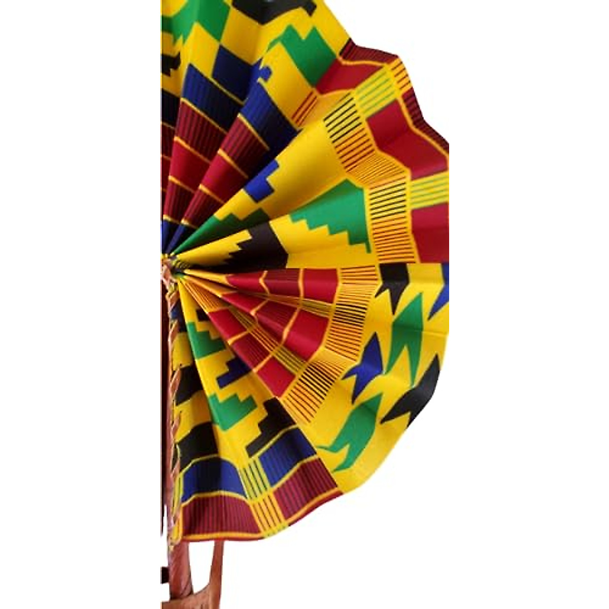 African Fabric Folding Fan: Church, Ankara, Multicolor, Leather, Wedding, Sports, and Pouch Included