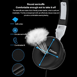 Wired Headset, 3.5mm Plug Noise Cancelling Stereo Gaming Headphones for Computer Telephone (Black)